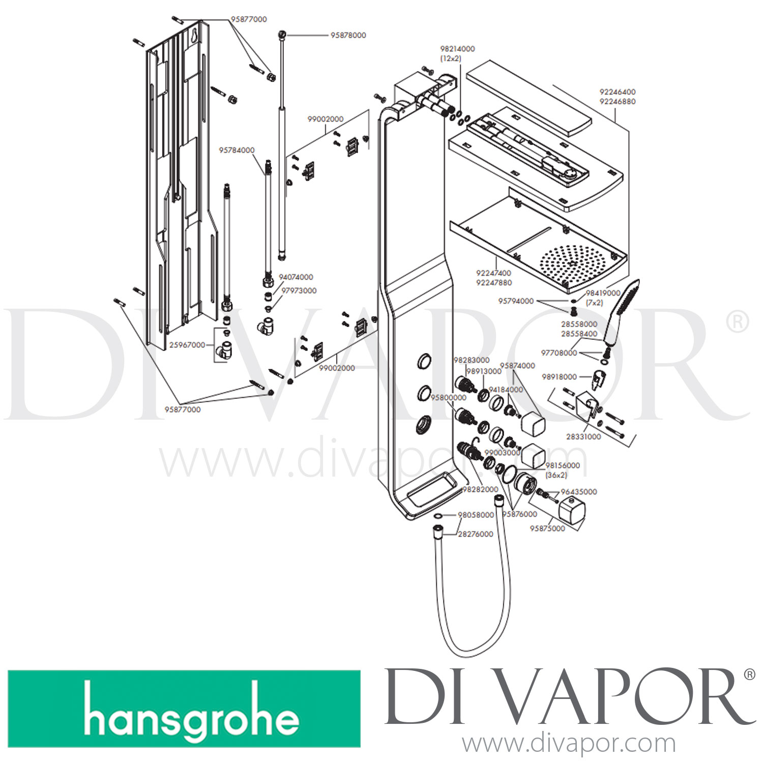 Hansgrohe 27008000 Raindance Shower Panel Lift 180 2Jet for Exposed ...