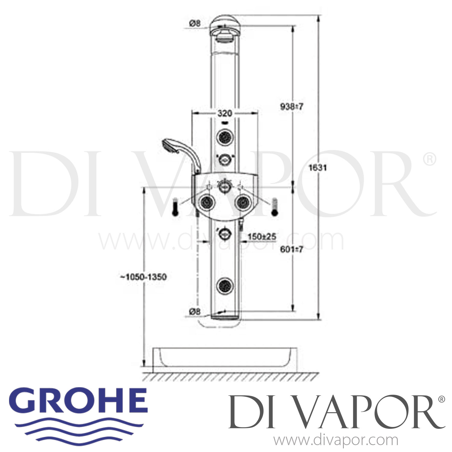 Grohe 27026 | 27 026 | 27026000 Aquatower 3000 Dual Shower System Spare ...