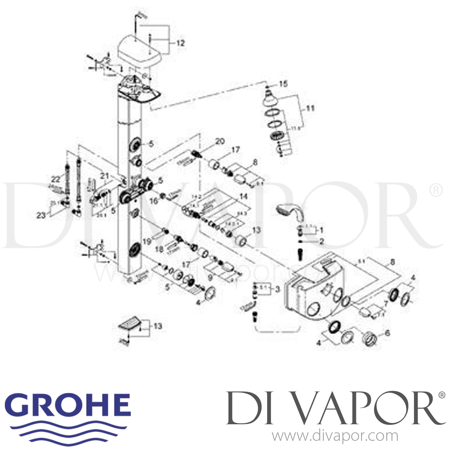 Grohe 27027 | 27027000 Aquatower 3000 Dual Shower System (3/4 Inch ...