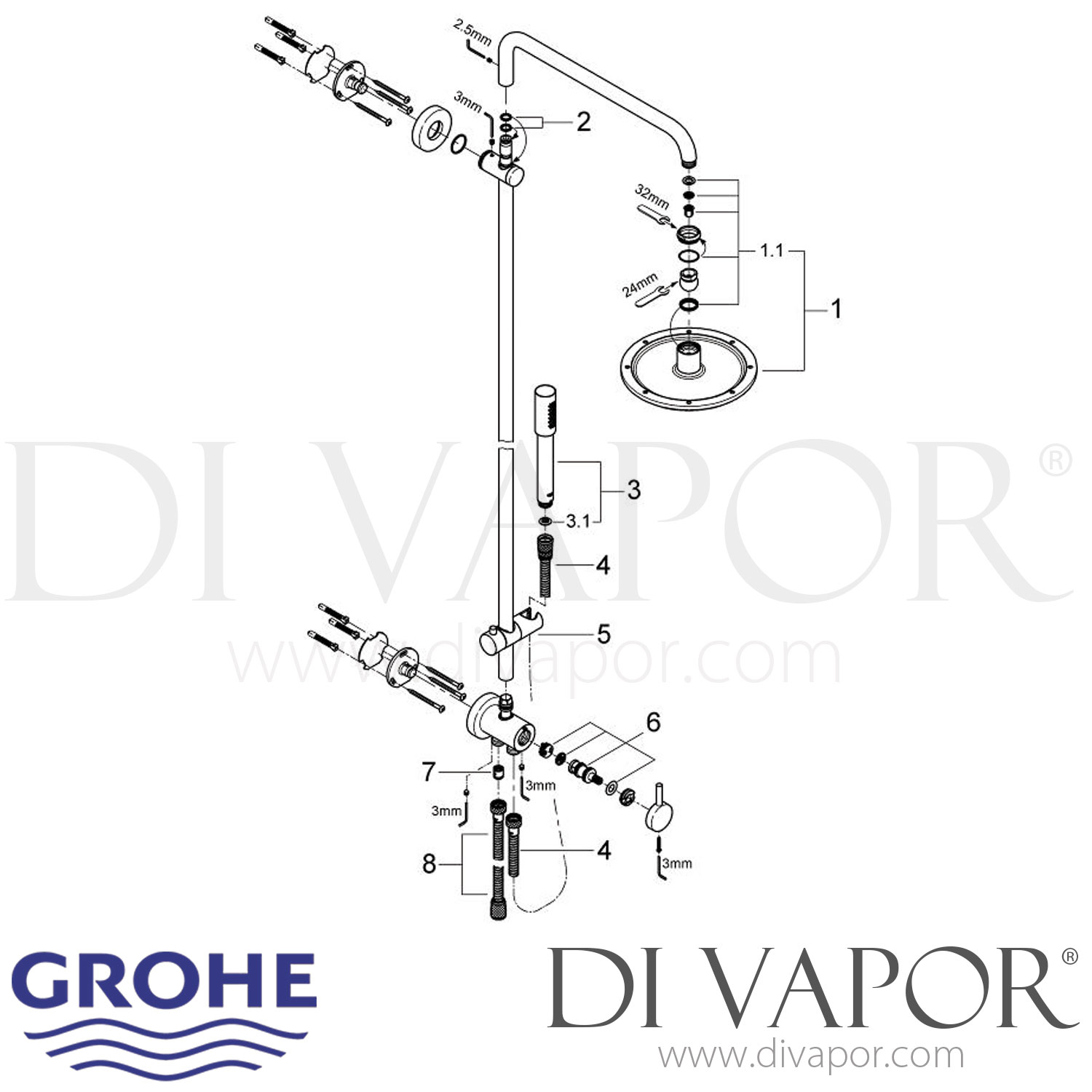 Grohe Rainshower System 210 Shower System with Diverter - 2005 to 2007 ...