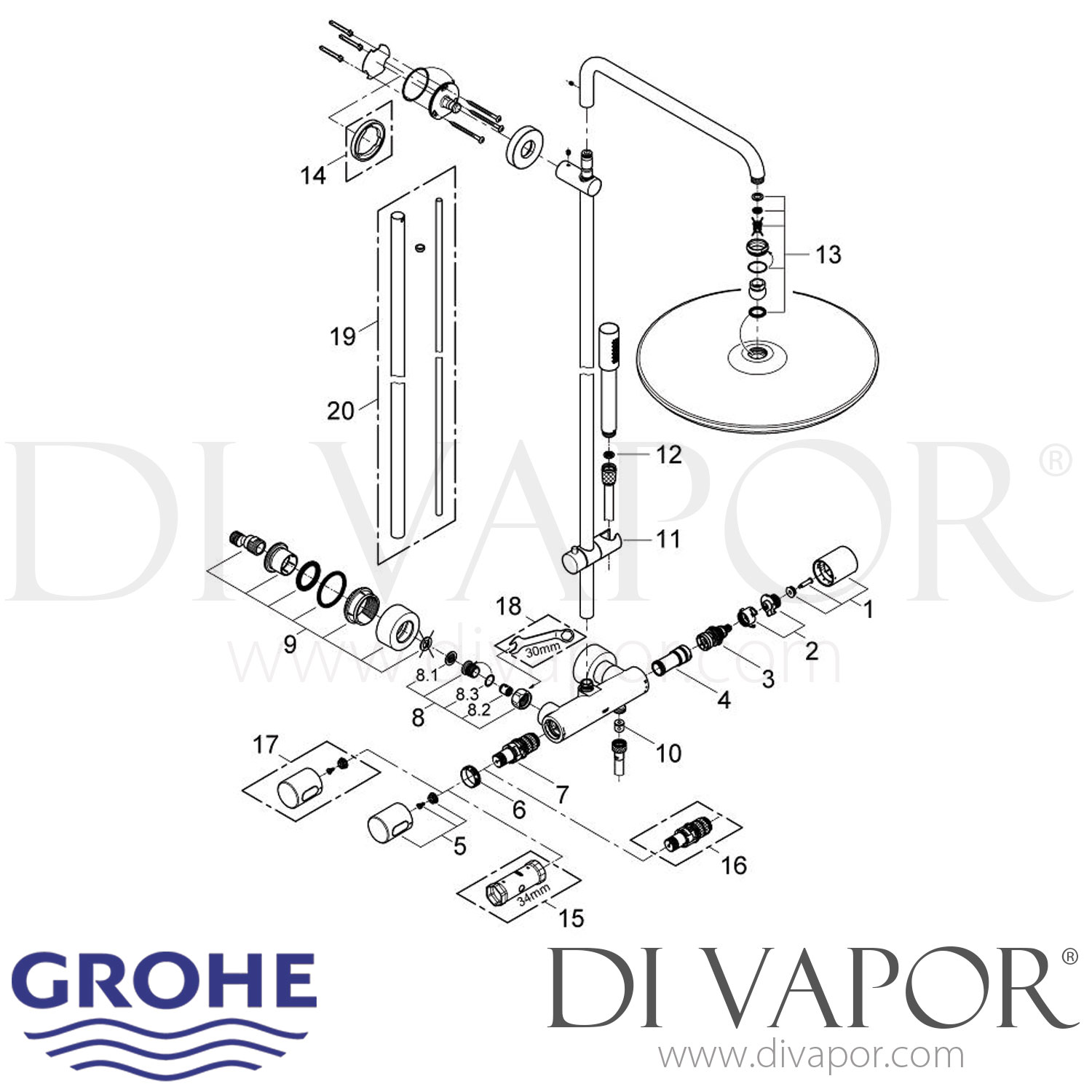 Grohe Rainshower System 400 Shower with Thermostat - 2013 to 2016 ...