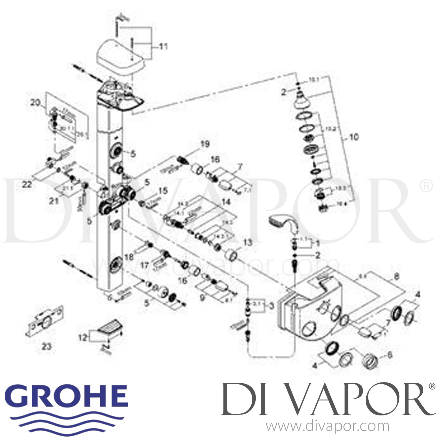 Grohe 27202 | 27 202 | 27202000 Aquatower 3000 Top 4 Shower System ...