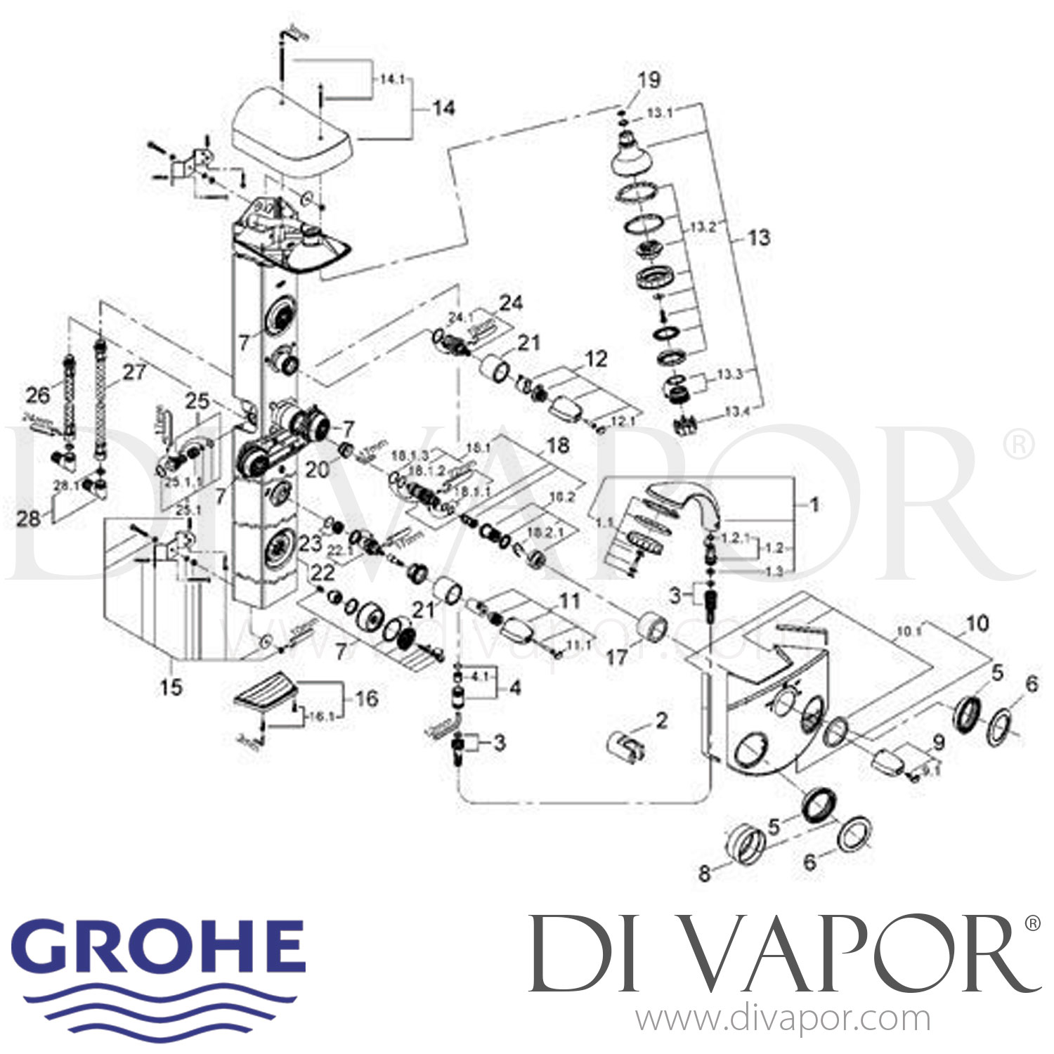 Grohe 27203 | 27203000 Aquatower 3000 Top 4 Shower System (3/4 Inch ...