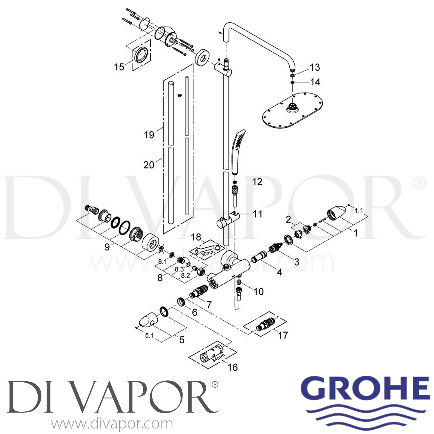 Grohe 27472000 Rainshower System Veris 300 Shower System with ...