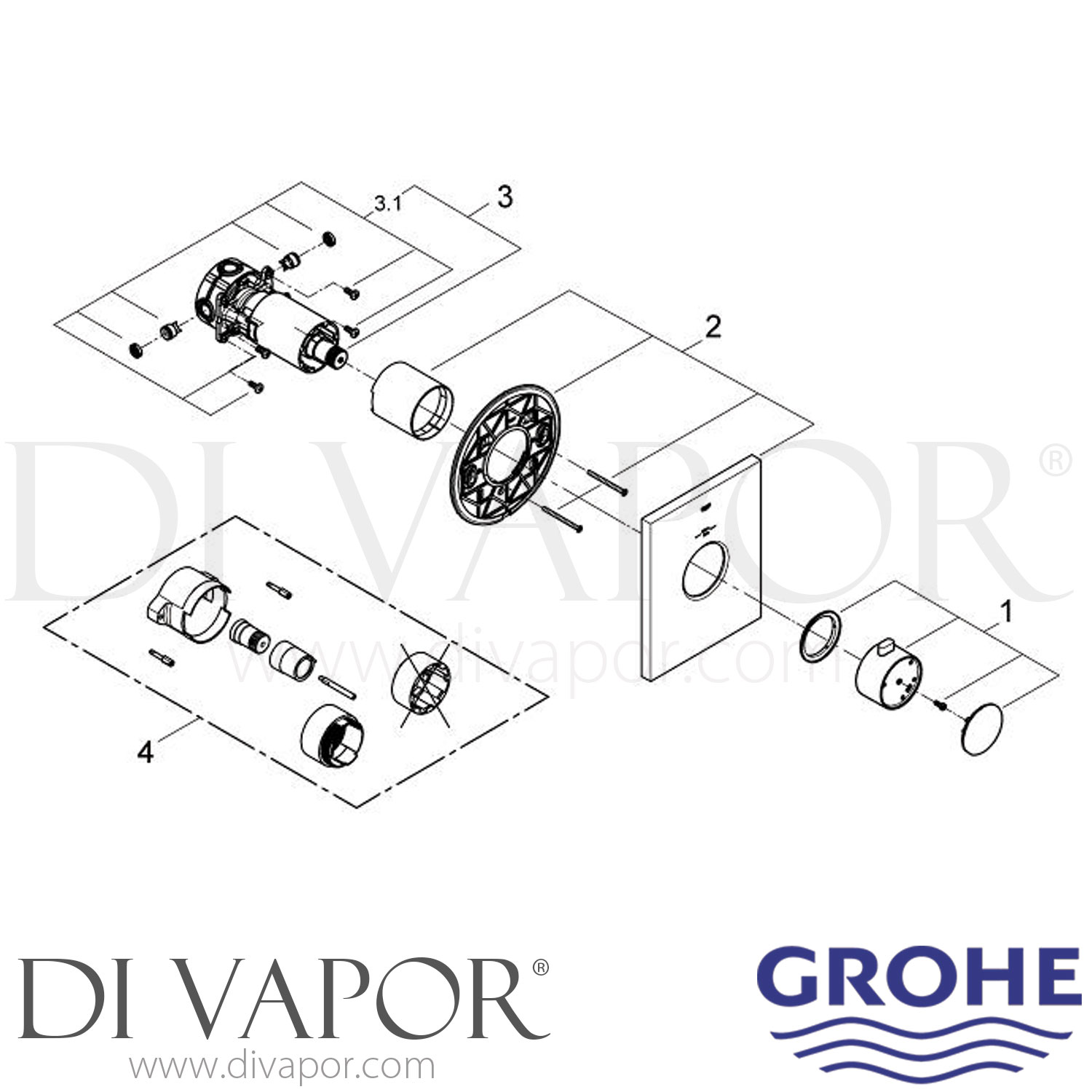Grohe 27620000 Grohtherm F Thermostatic Trim with Temperature Control ...