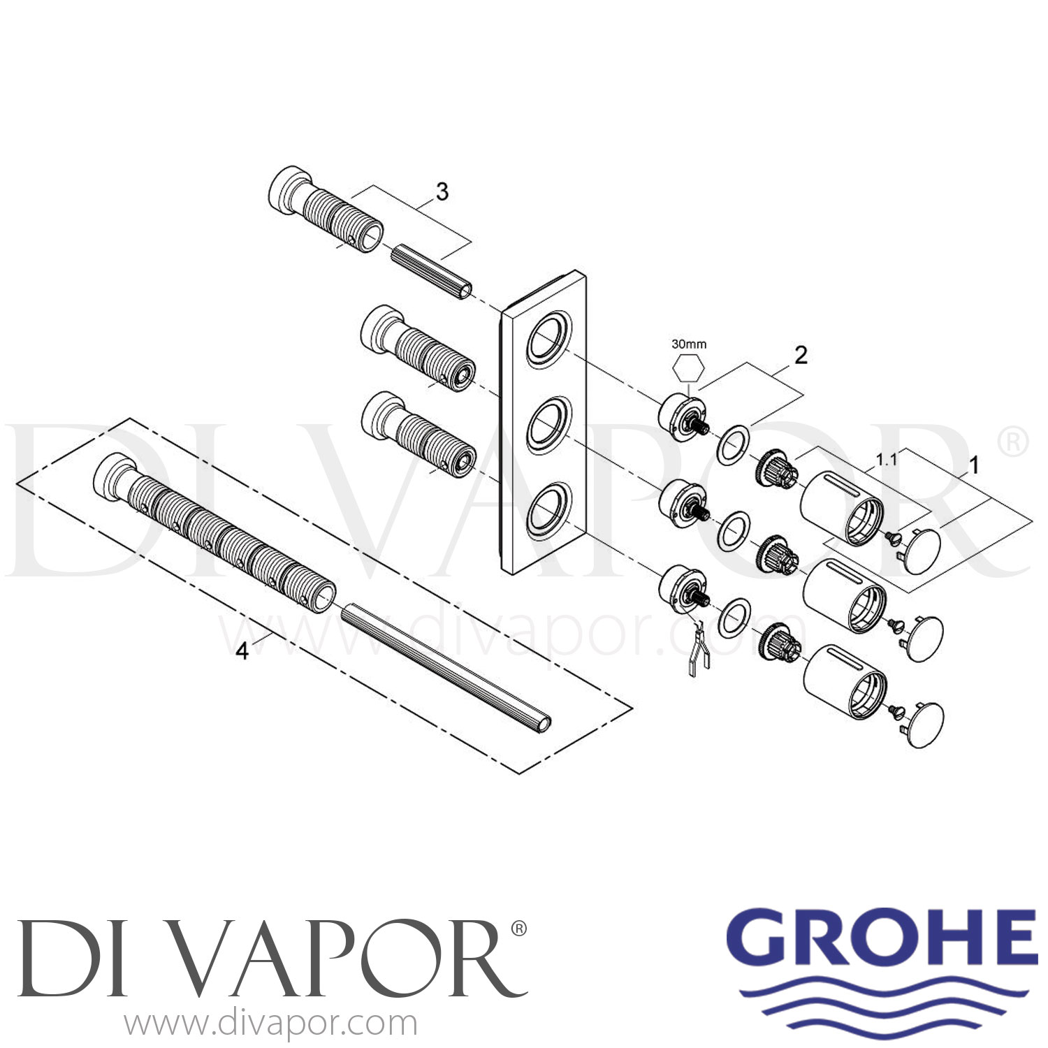 Grohe 27625000 Grohtherm F Triple Volume Control Trim Spare Parts