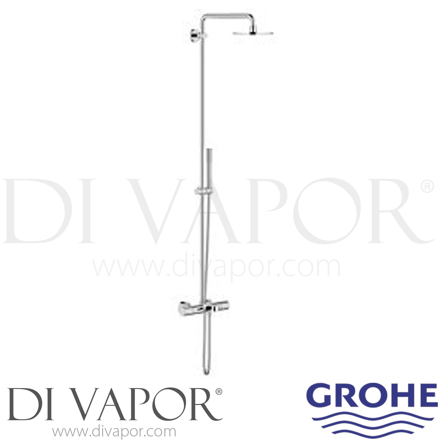 Grohe 27641000 Rainshower System 210 Shower System with Bath Thermostat ...
