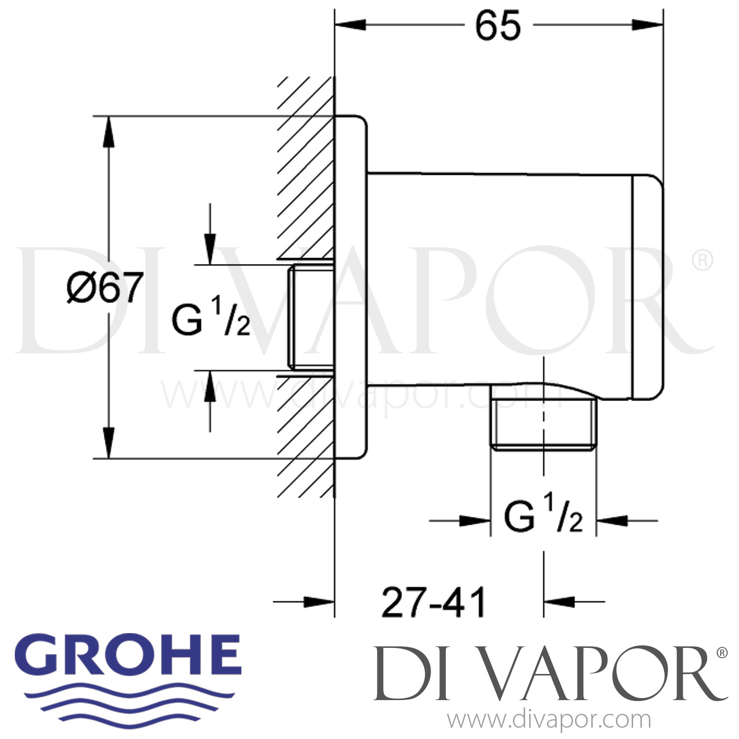 Grohe Relexa Shower Outlet Elbow - 1994 to 1998 - Spare Parts 28678000 GEN1