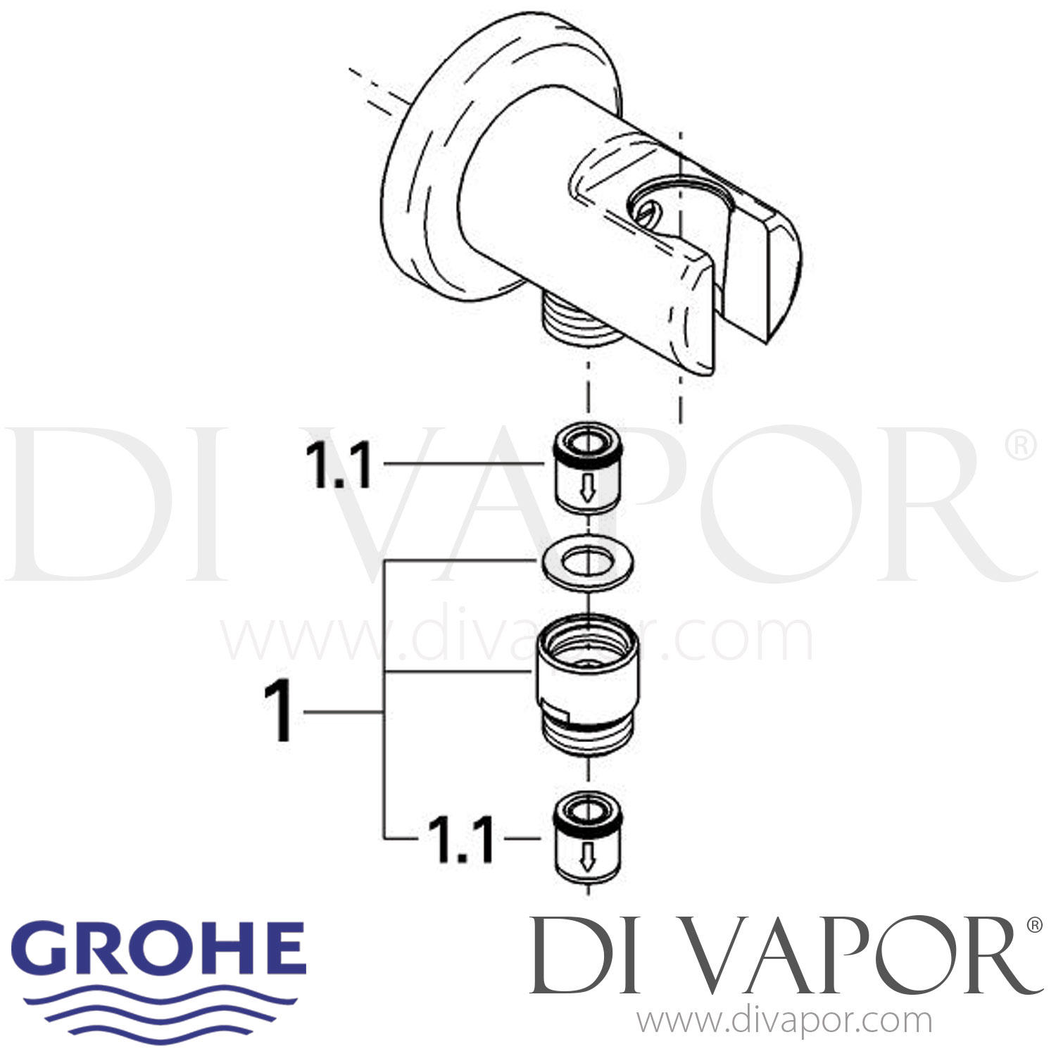 Grohe Relexa Shower Outlet Elbow - 1994 to 1998 - Spare Parts 28679000 GEN1