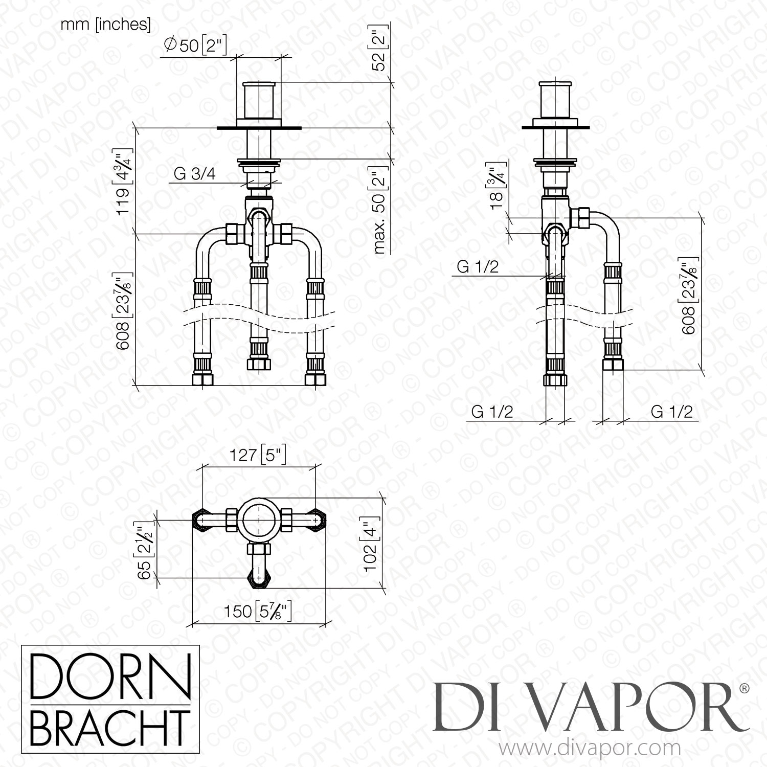 Dornbracht Series Specific Two-Way Diverter for Bath Rim Or Tile Edge ...