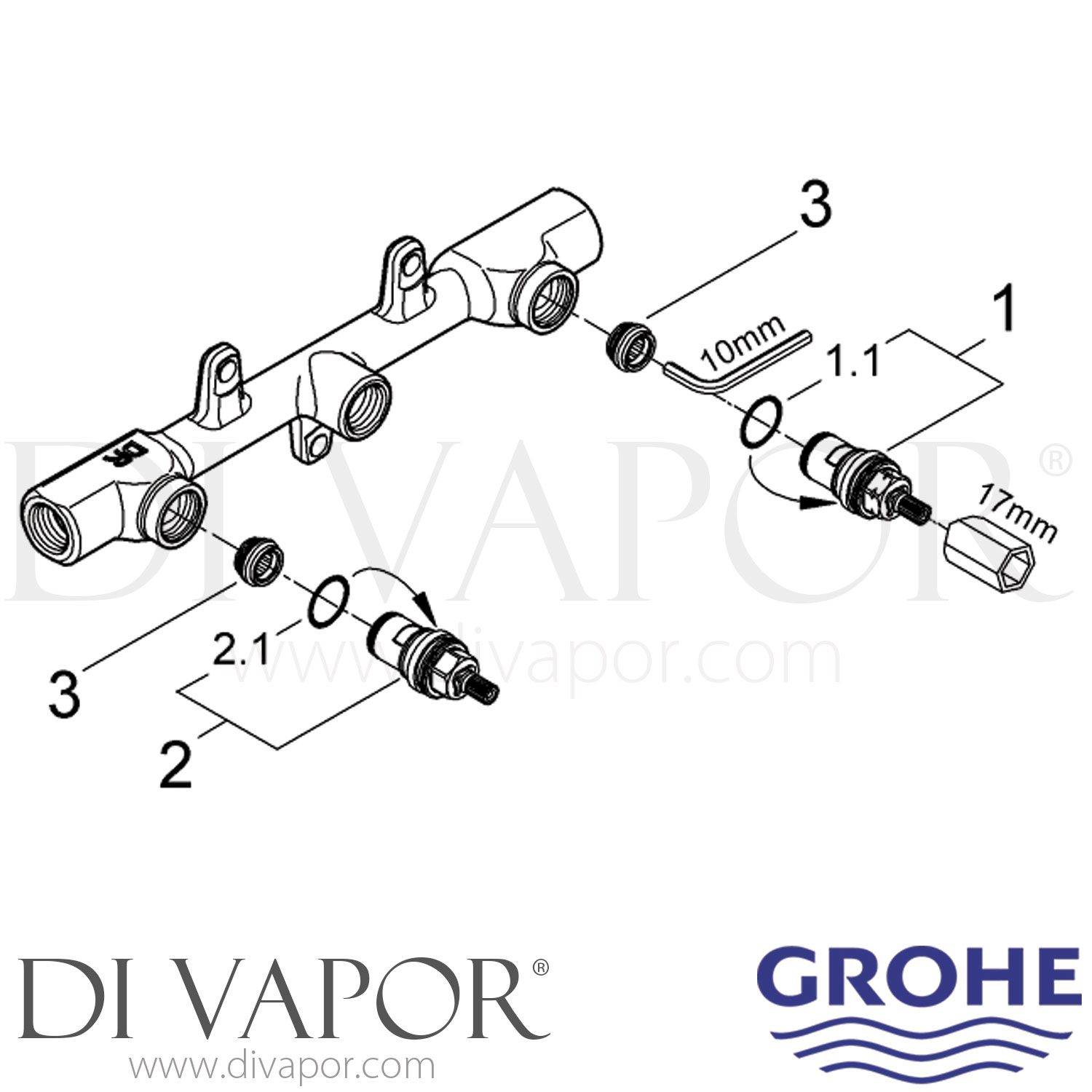 Grohe 29025000 Two-Handle Basin Mixer Concealed Body (1/2 Inch) Spare Parts