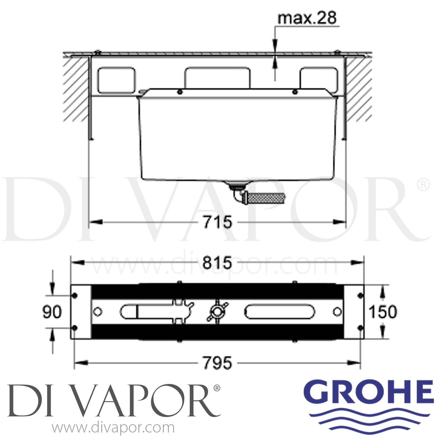Grohe 29037000 Four / Five-Hole Bath Combination (Optional) Spare Parts