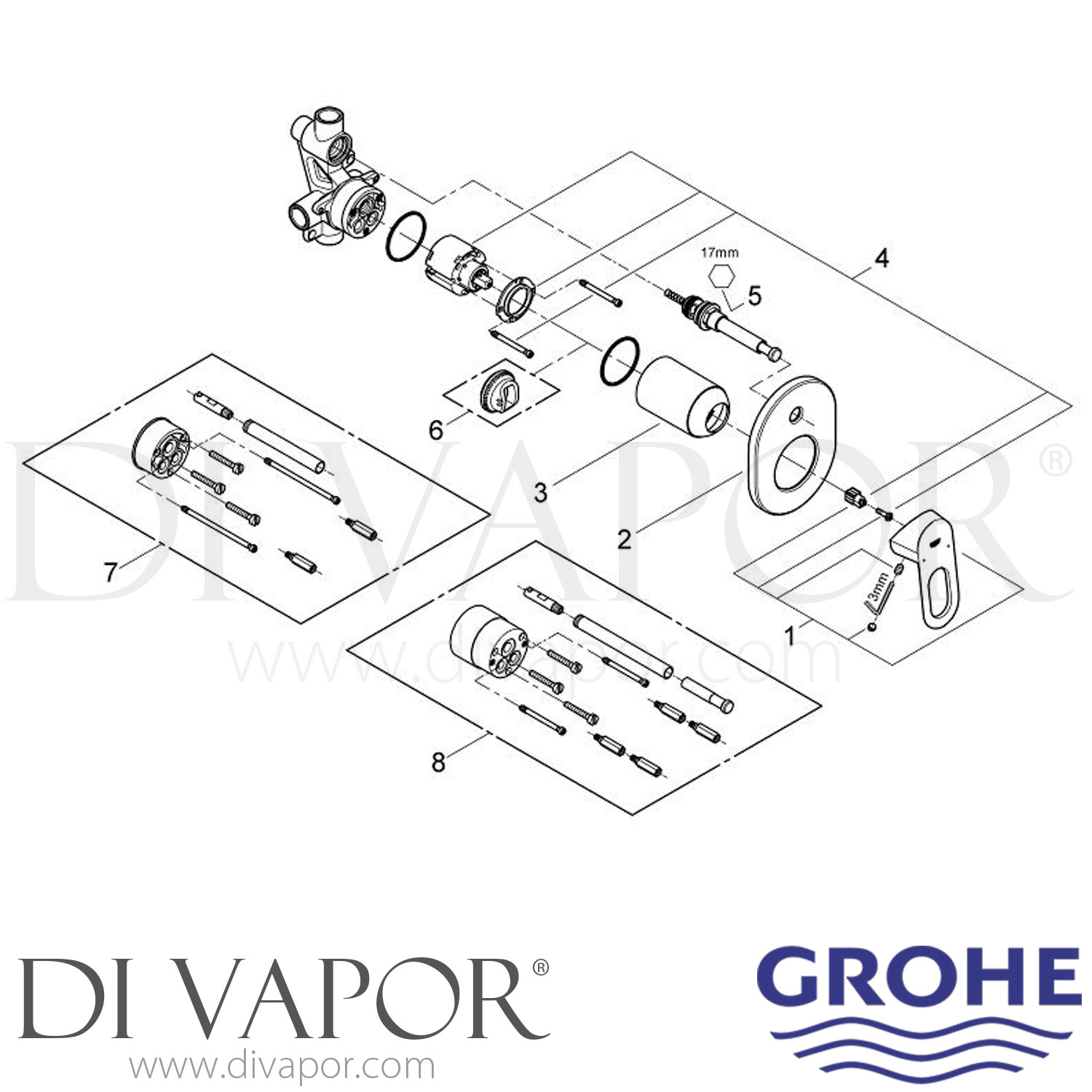 Grohe 29041000 BauLoop Single-Lever Bath Mixer Spare Parts