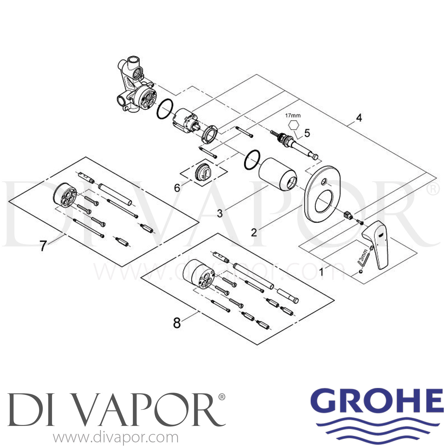 Grohe 29045000 BauFlow Single-Lever Bath Mixer Spare Parts
