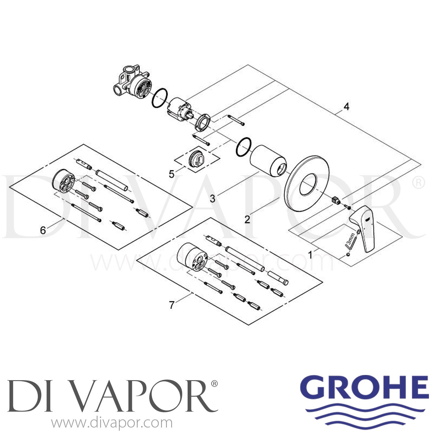 Grohe 29046000 BauFlow Single-Lever Shower Mixer Spare Parts
