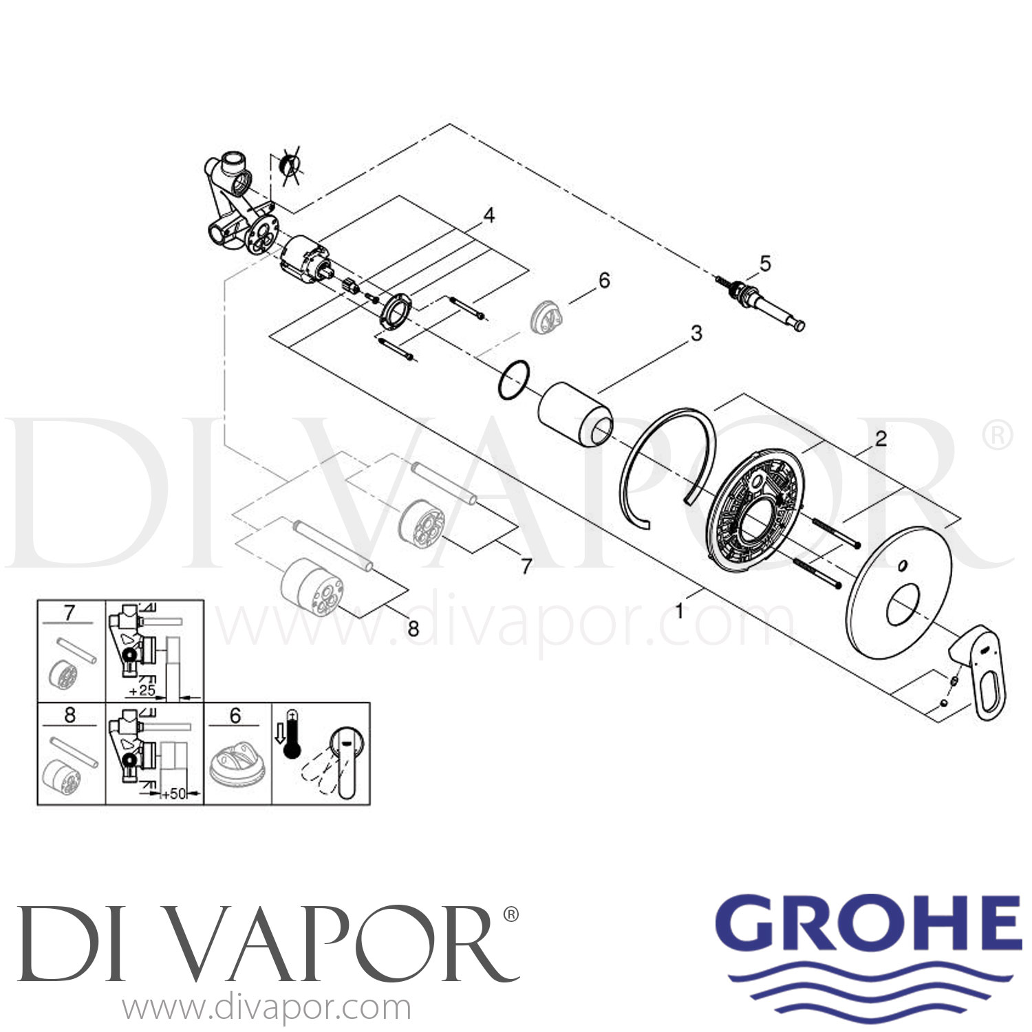 Grohe 29081000 BauLoop Single-Lever Bath Mixer Spare Parts