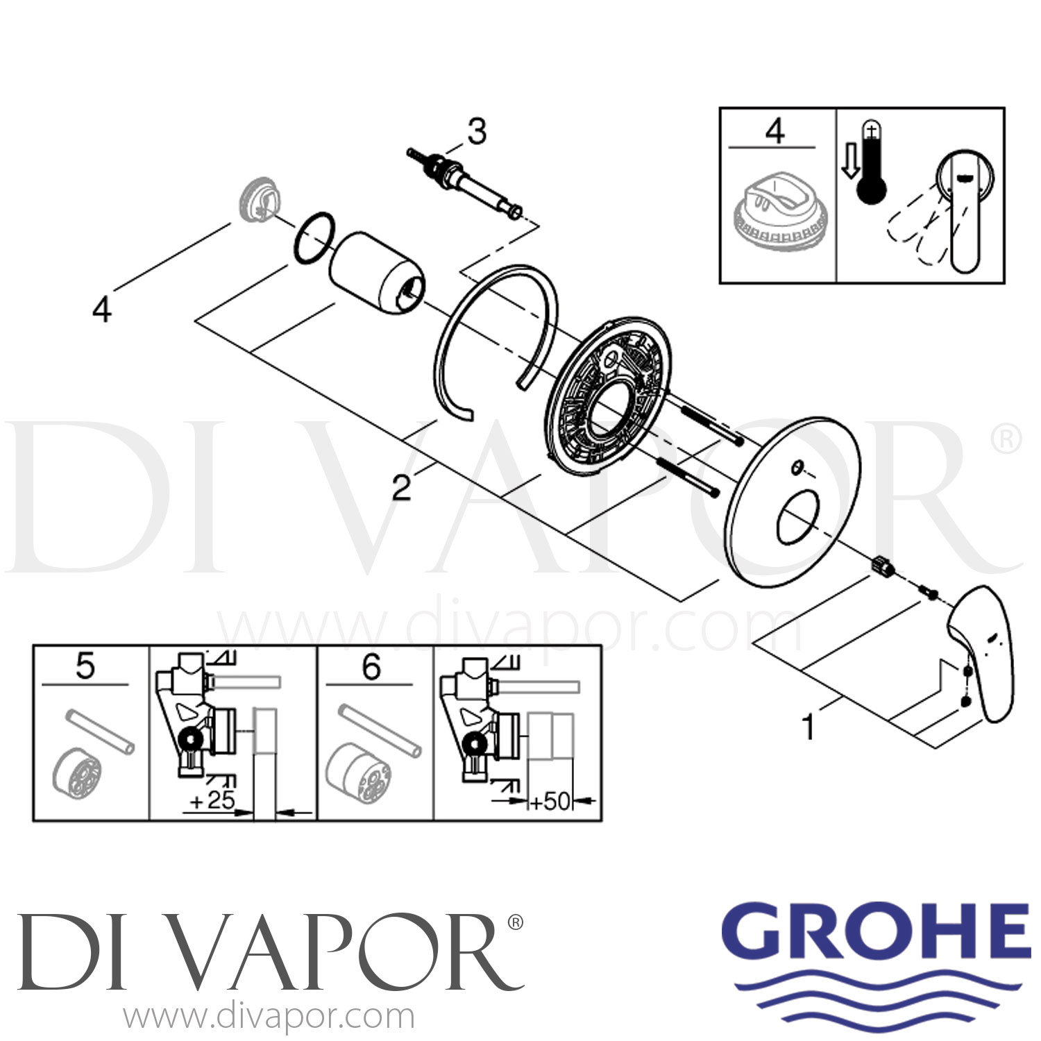 Grohe 29099003 Eurostyle Single-Lever Bath Shower Mixer Spare Parts