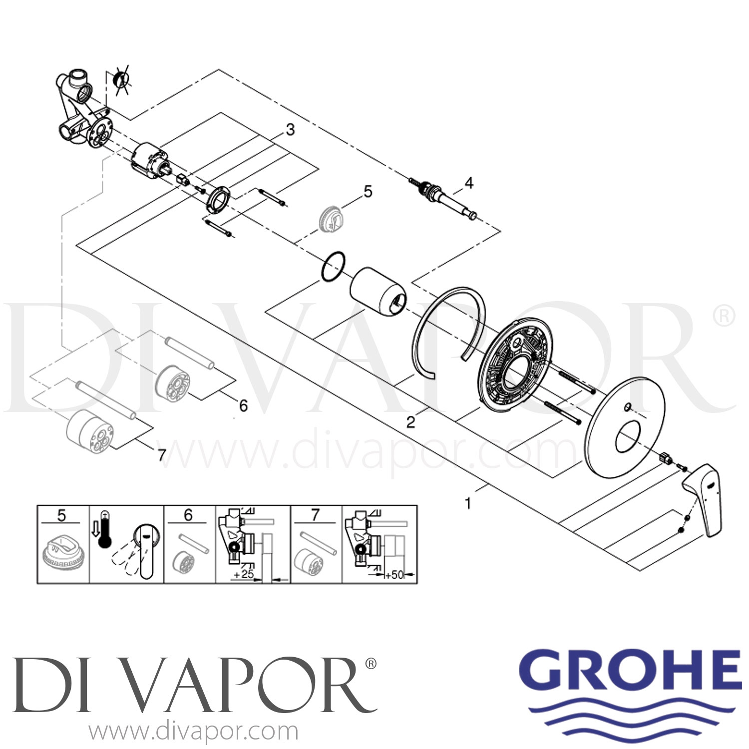Grohe 29113000 BauFlow Single-Lever Bath Mixer Spare Parts