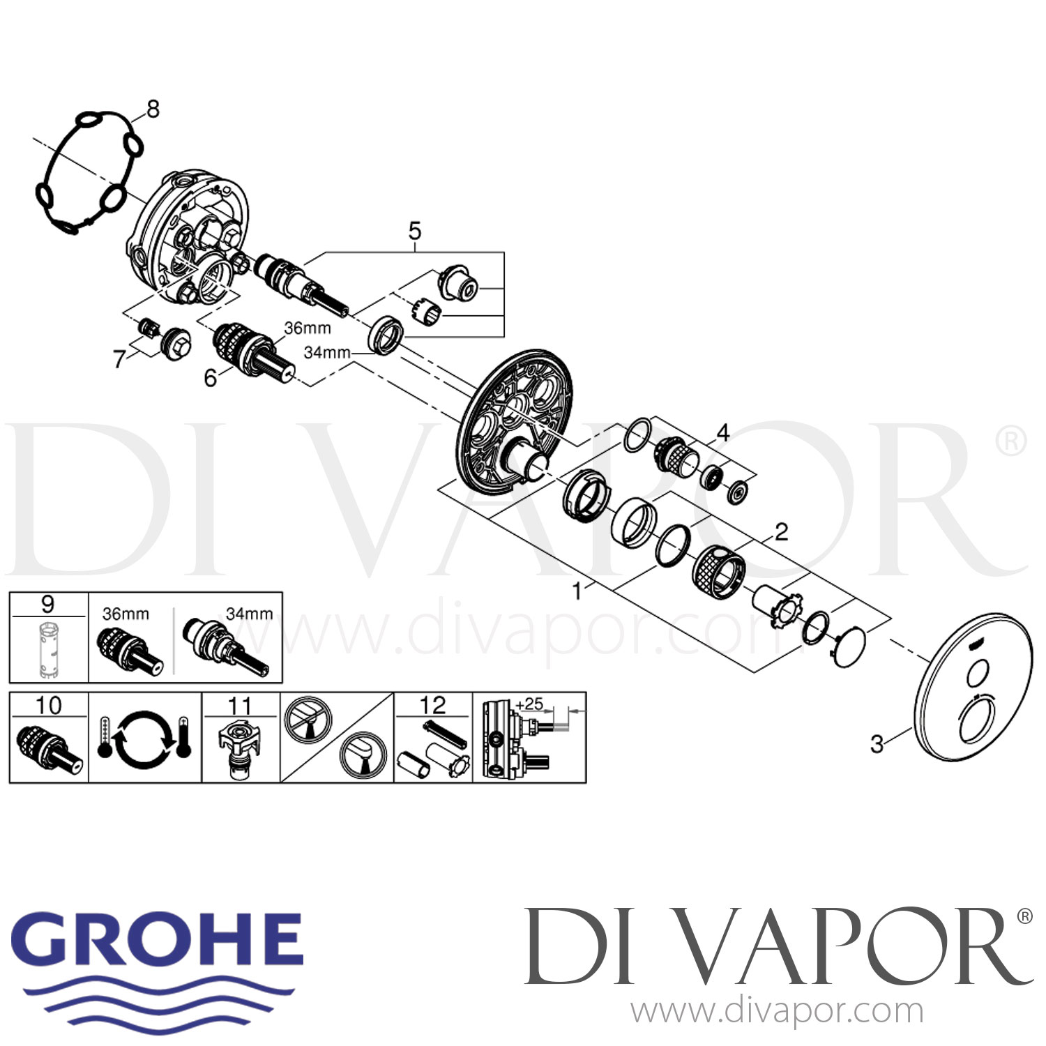Grohe Grohtherm SmartControl Thermostat - 2017 to 2018 - Spare Parts ...