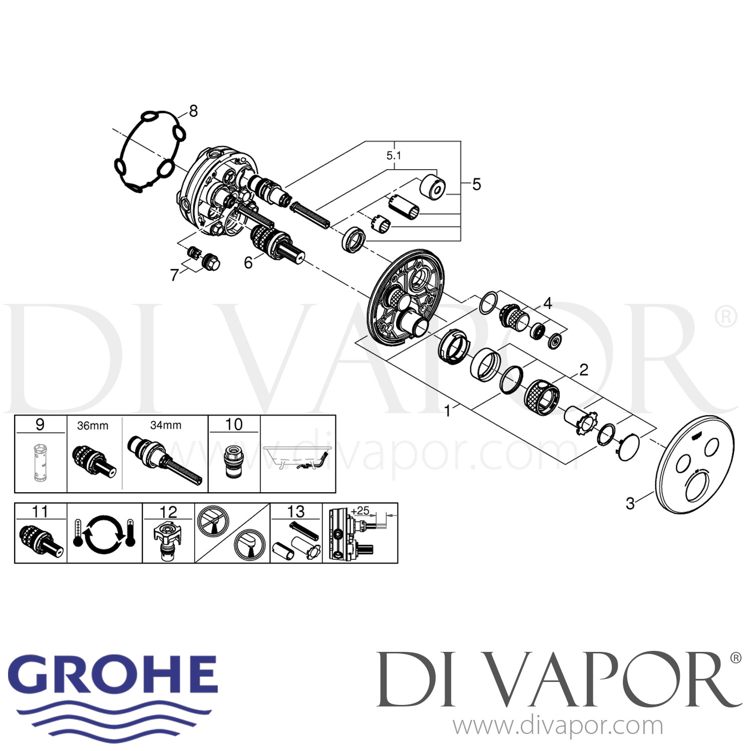 Grohe 29119AL0 Grohtherm Smartcontrol Thermostat for Concealed ...