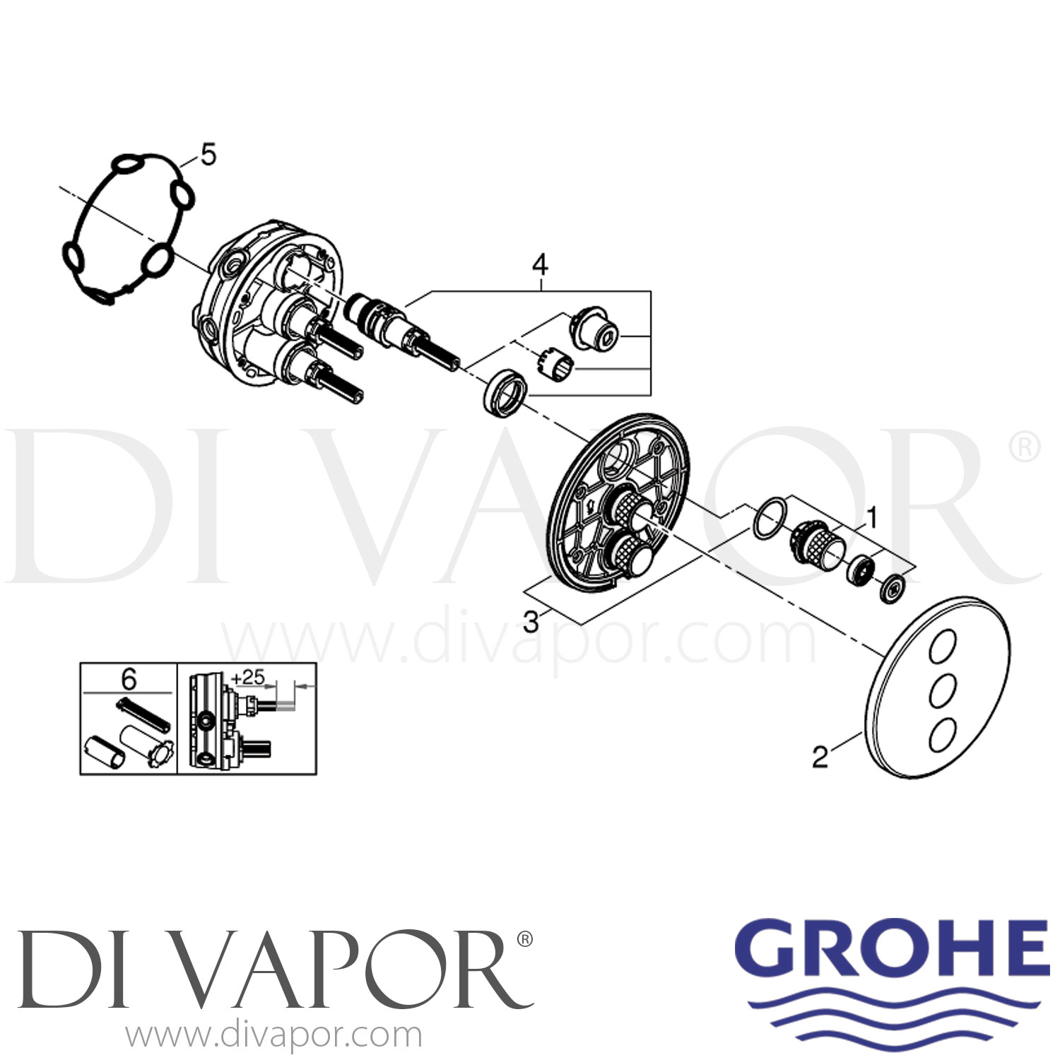 Grohe 29122000 Grohtherm SmartControl Triple Volume Control Trim Spare ...