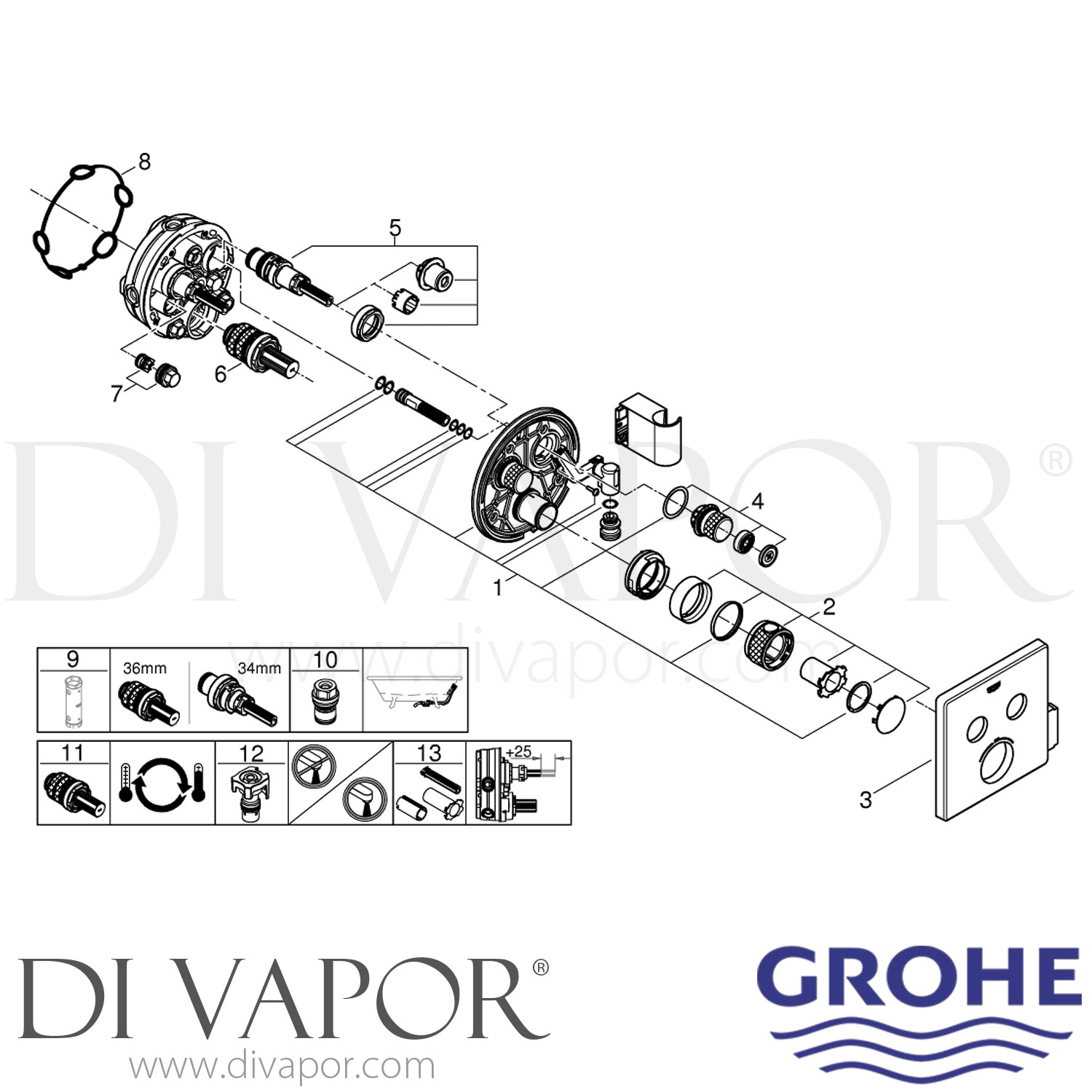 Grohe 29125000 Grohtherm SmartControl Thermostat Spare parts