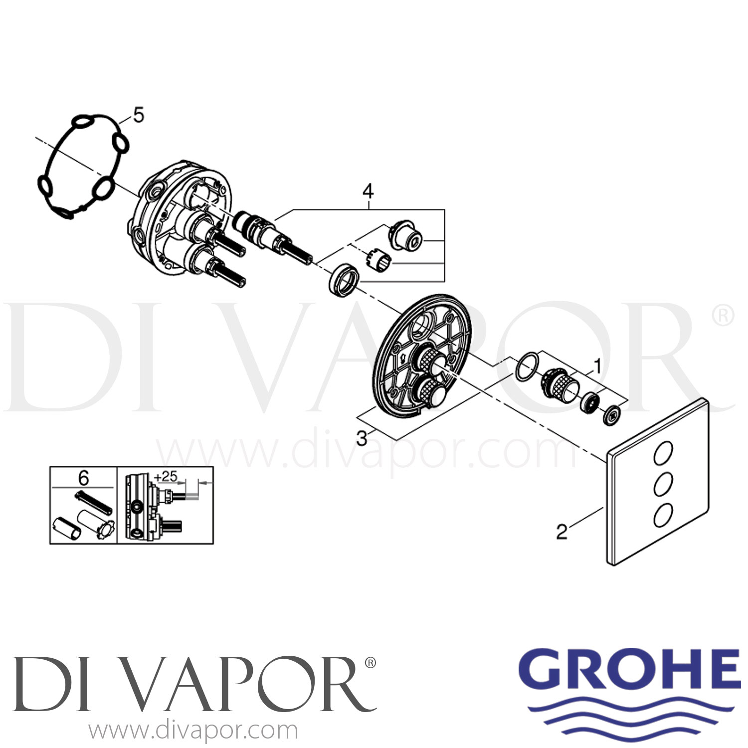 Grohe 29127000 Grohtherm SmartControl Triple Volume Control Trim Spare ...