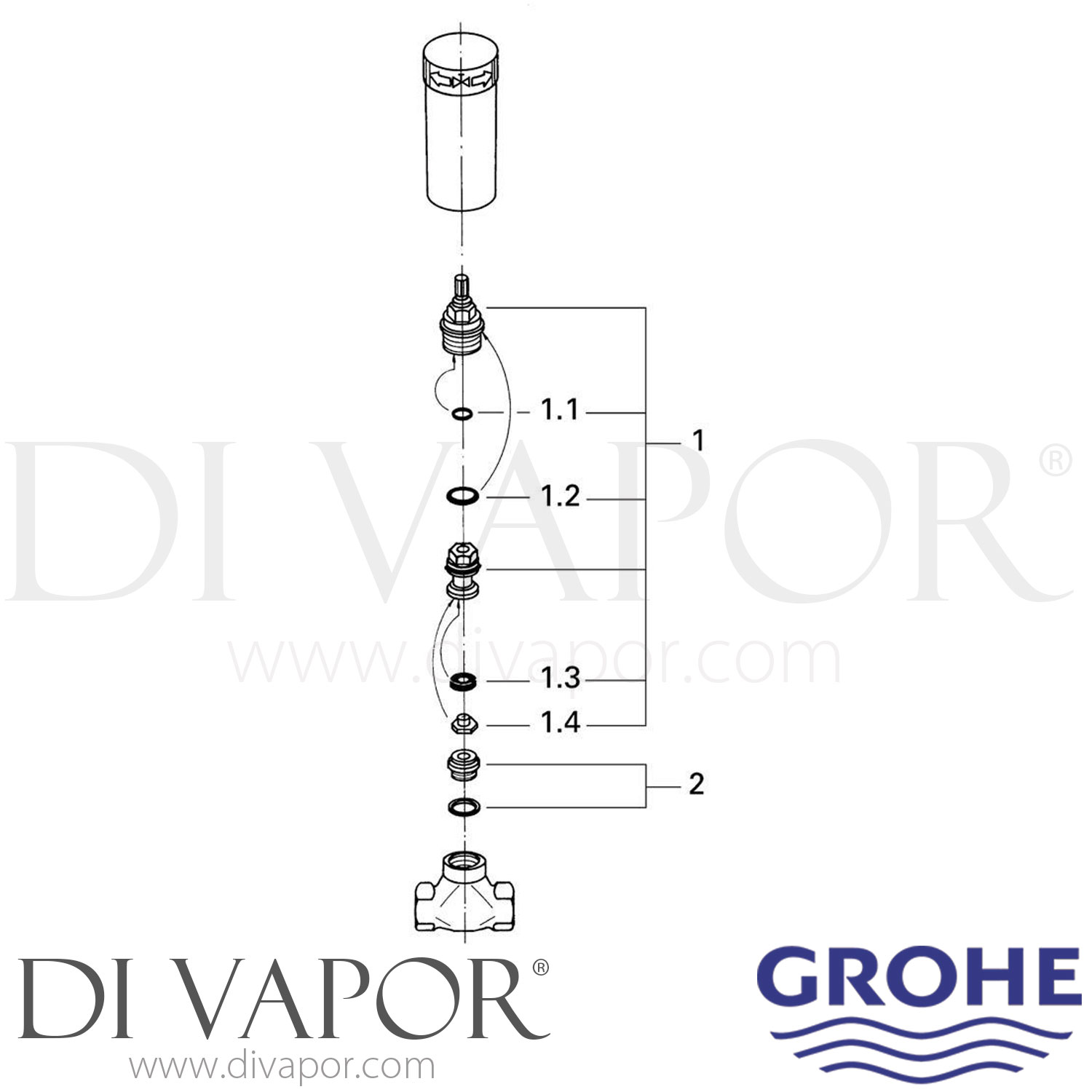 Grohe 29800 Concealed Bodies Stop Valve (1/2 Inch) Spare Parts