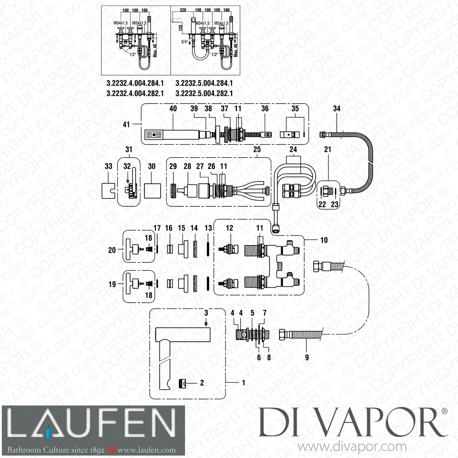Laufen Roman Tub Filler (3.2232.4.004.284.1) Spare Parts