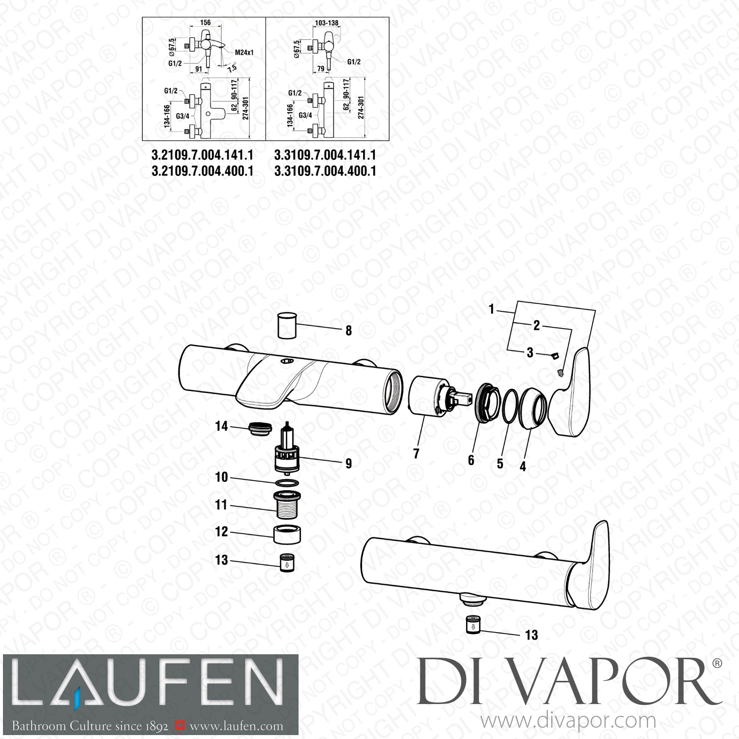 Laufen Bath and Shower Mixer (3.3109.7.004.141.1) Spare Parts
