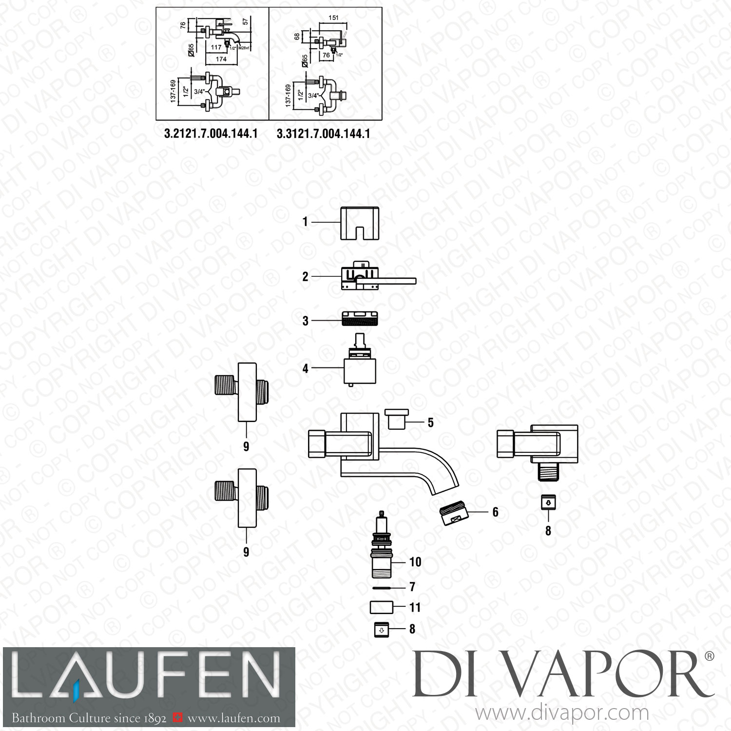 Laufen Bath and Shower Mixer (3.3121.7.004.144.1) Spare Parts