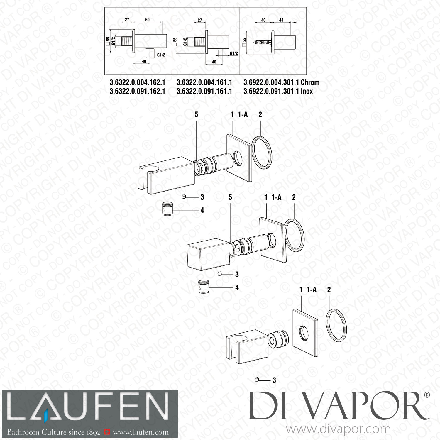 Laufen Fixed Handshower Holder Stainless Steel (3.6922.0.004.301.1 ...