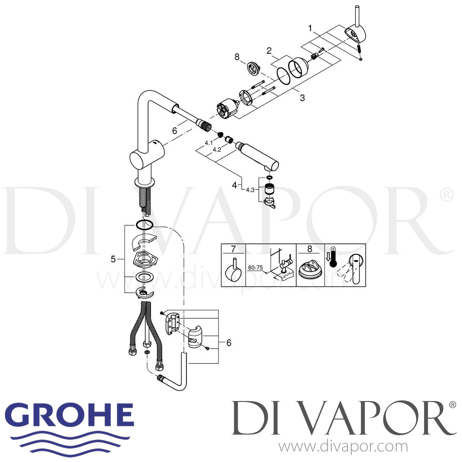 Grohe 30274000 Minta Single-Lever Sink Mixer (1/2 Inch) Spare Parts