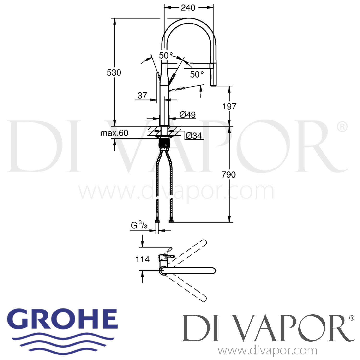 Grohe 30294DC0 Essence Single-Lever Sink Mixer (1/2 Inch) Spare Parts