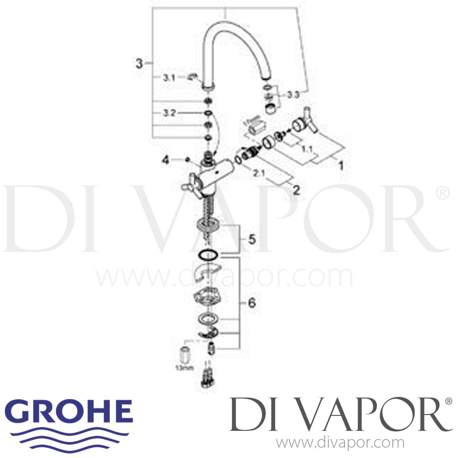 Grohe 31000 Atrio Sink Mixer (1/2 Inch) Spare Parts