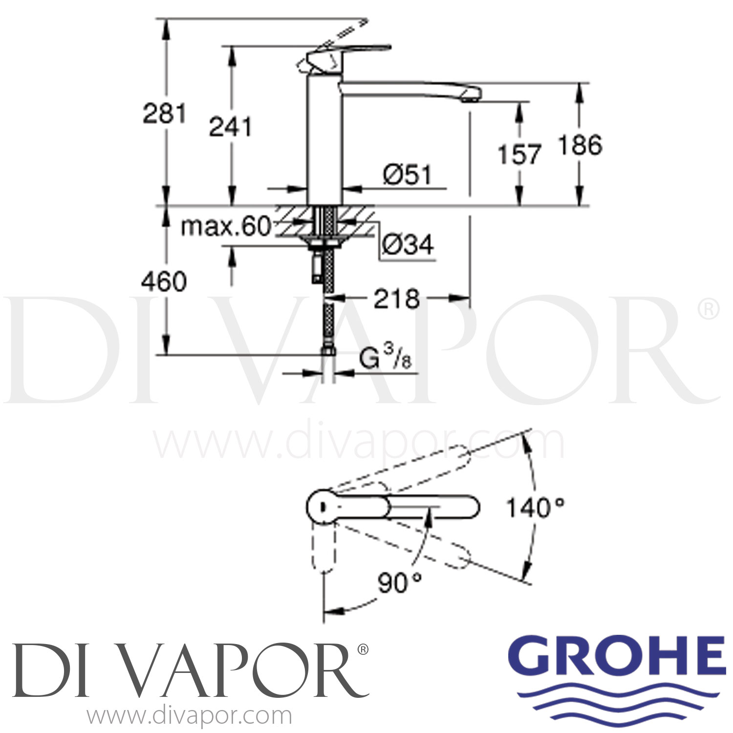Grohe 31125002 Eurostyle Cosmopolitan Single-Lever Sink Mixer Spare Parts