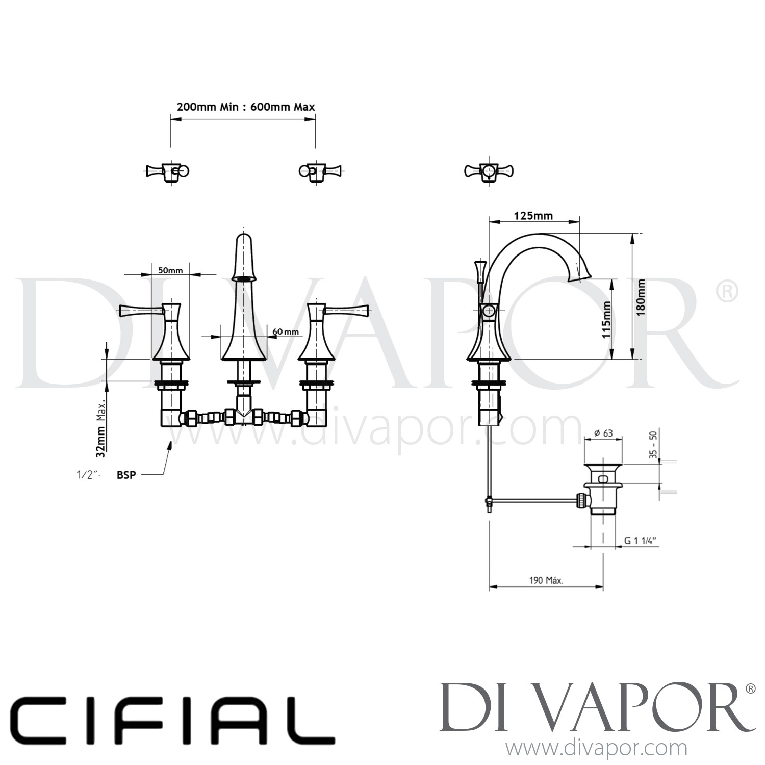 Cifial 31140MW Brookhaven Lever 3 Hole Deck Basin Mixer Tap Spare Parts