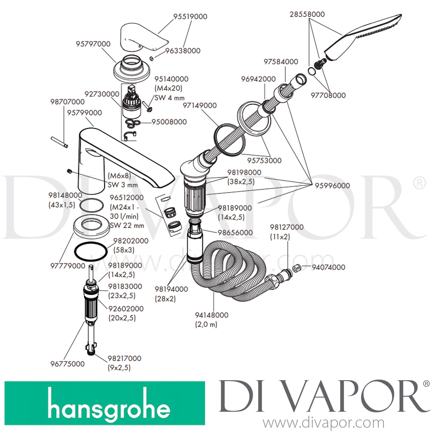 Hansgrohe 31190000 Metris 3-Hole Rim Mounted Single Lever Bath Mixer ...