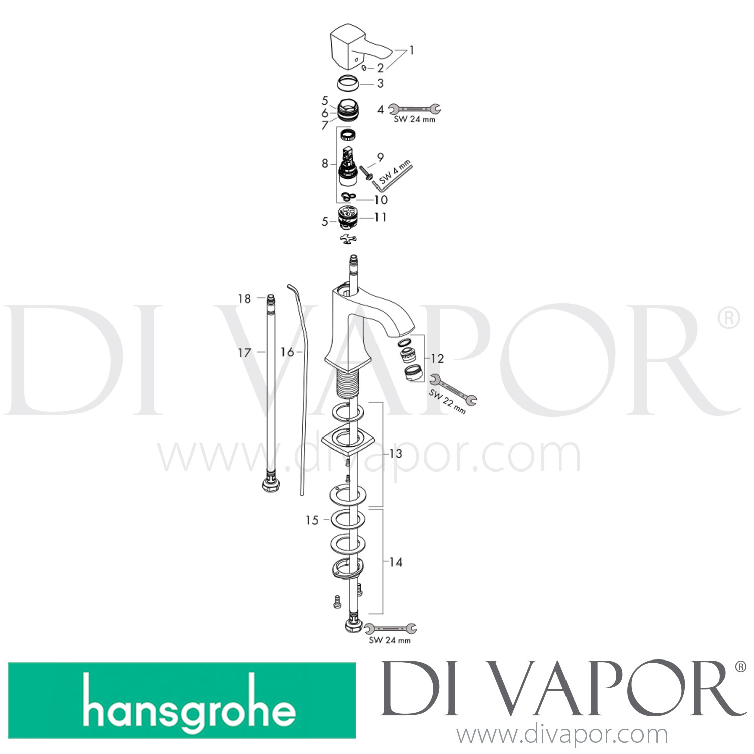 Hansgrohe 31300000 Metropol Classic Single Lever Basin Mixer 110 with ...