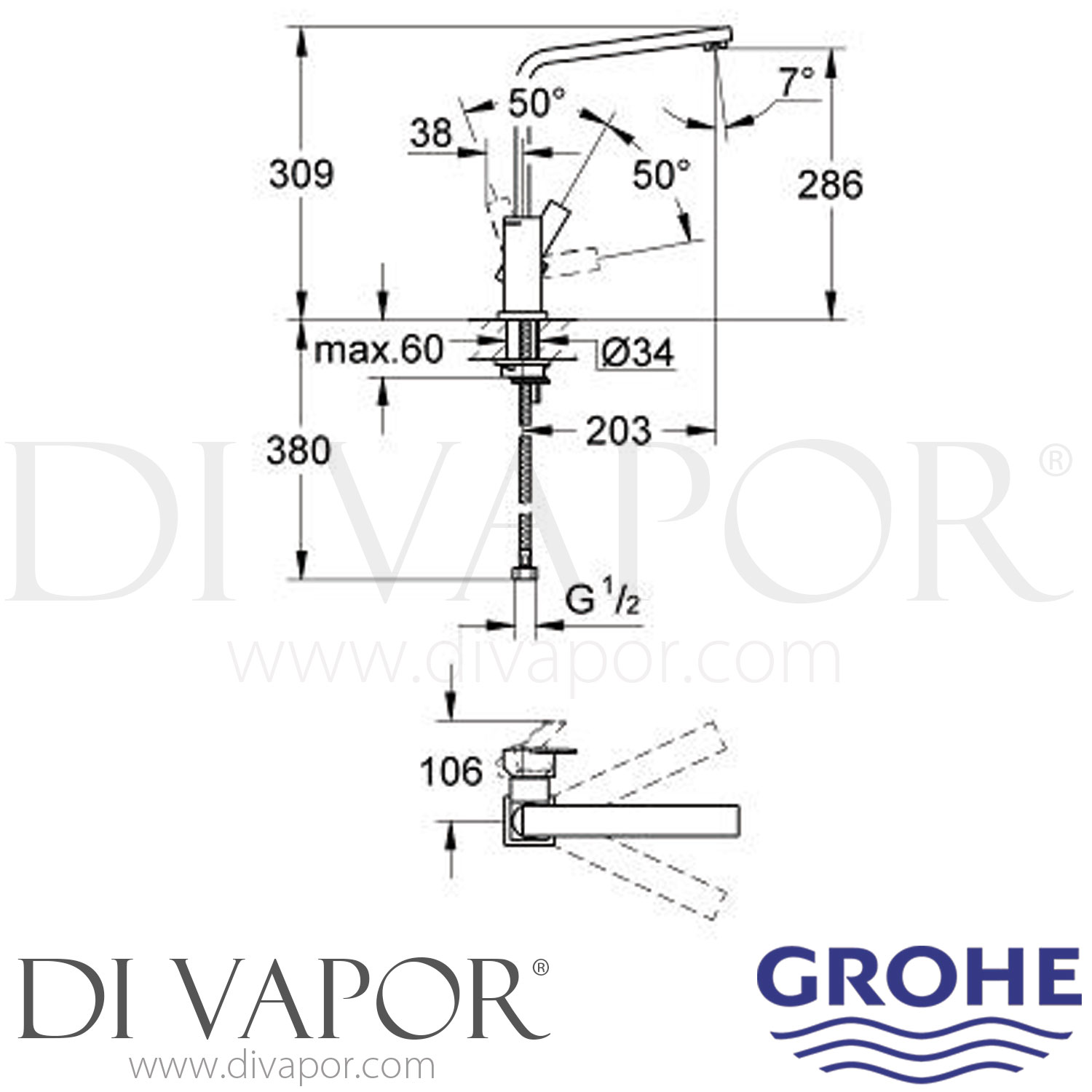 Grohe 31309000 BauMetric Single-Lever Sink Mixer Spare Parts