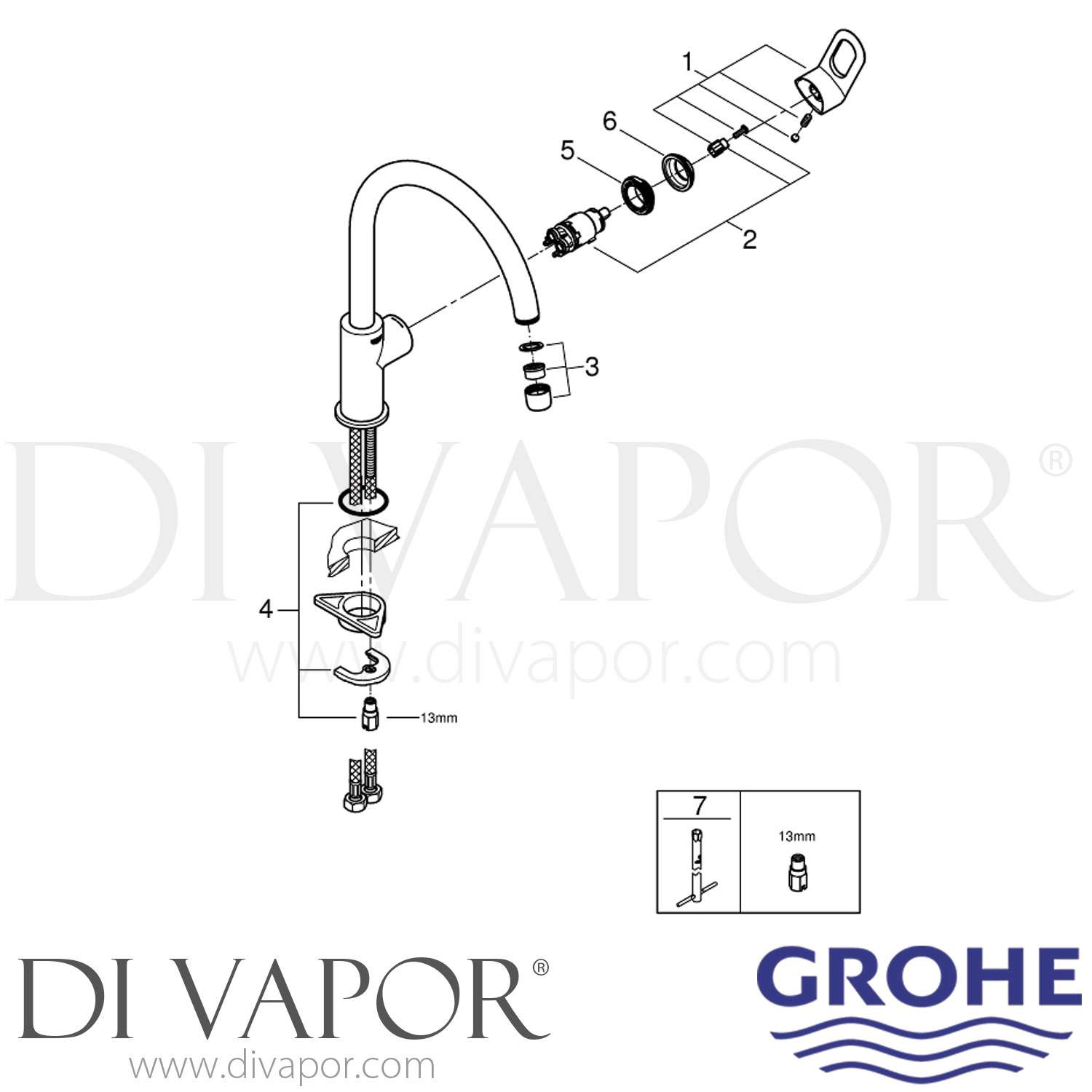 Grohe 31374000 Start Loop Single-Lever Sink Mixer Kitchen Tap Spare Parts