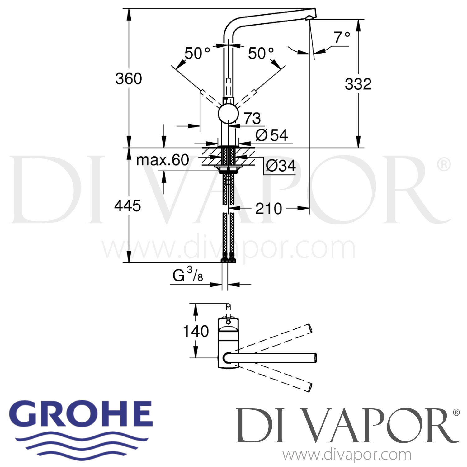 Grohe 31375000 Minta Single-Lever Sink Mixer (1/2 Inch) Spare Parts