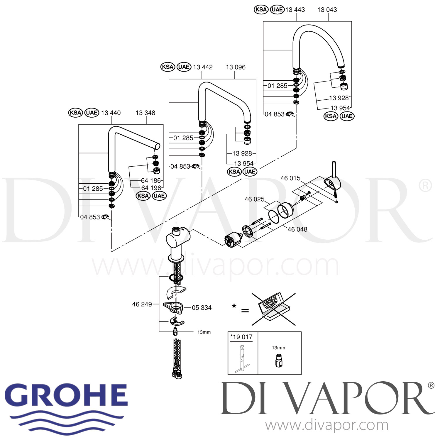Grohe 31375000 Minta Single-Lever Sink Mixer (1/2 Inch) Spare Parts