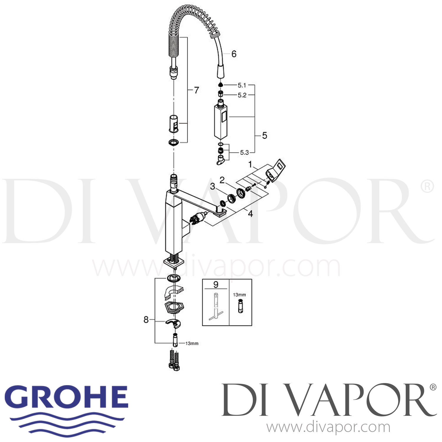 Grohe Eurocube Single-Lever Kitchen Sink Mixer - 2013 to 2016 - Tap ...
