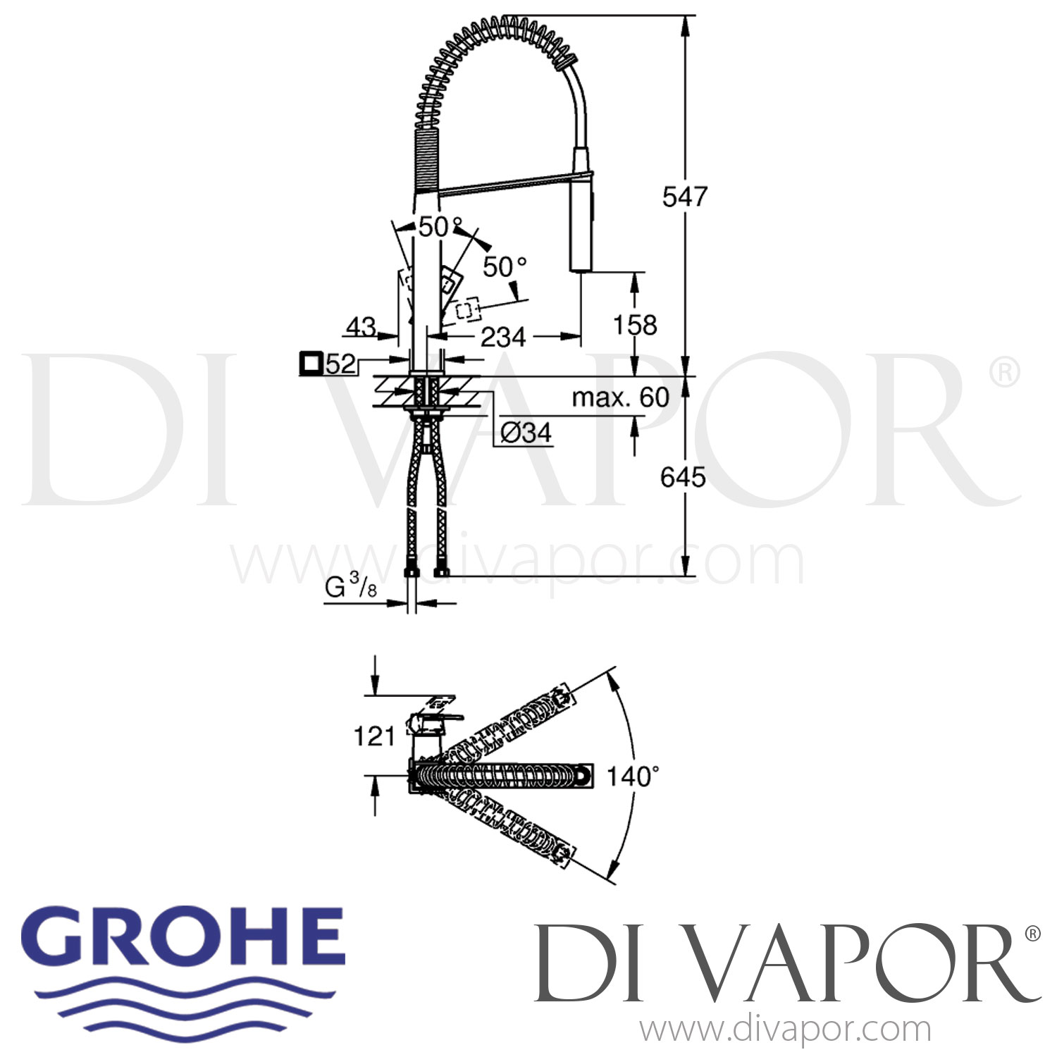 Grohe 31395000 Eurocube Single-Lever Kitchen Sink Mixer Tap Spare Parts