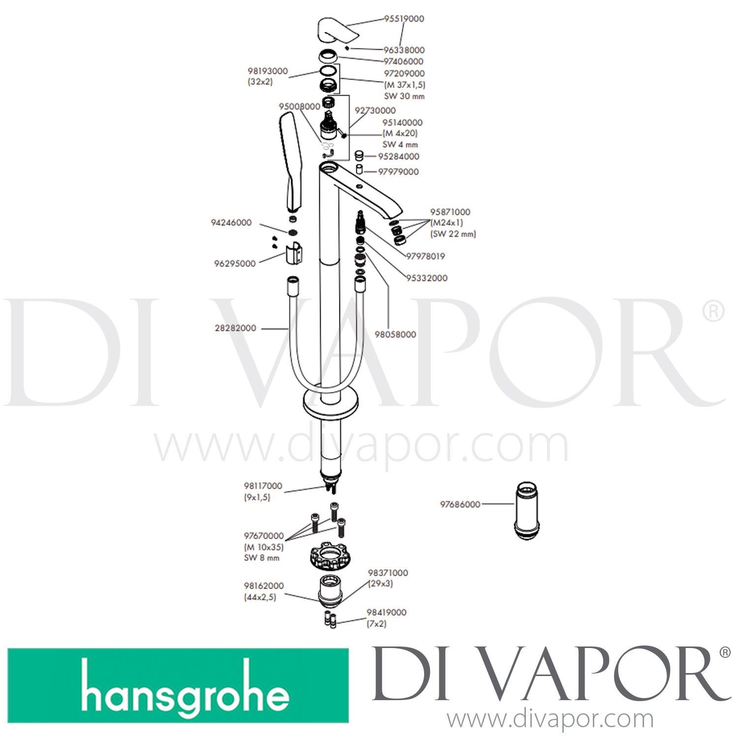 Hansgrohe 31414009 Metris Single Lever Bath Mixer Floor-Standing 2 ...