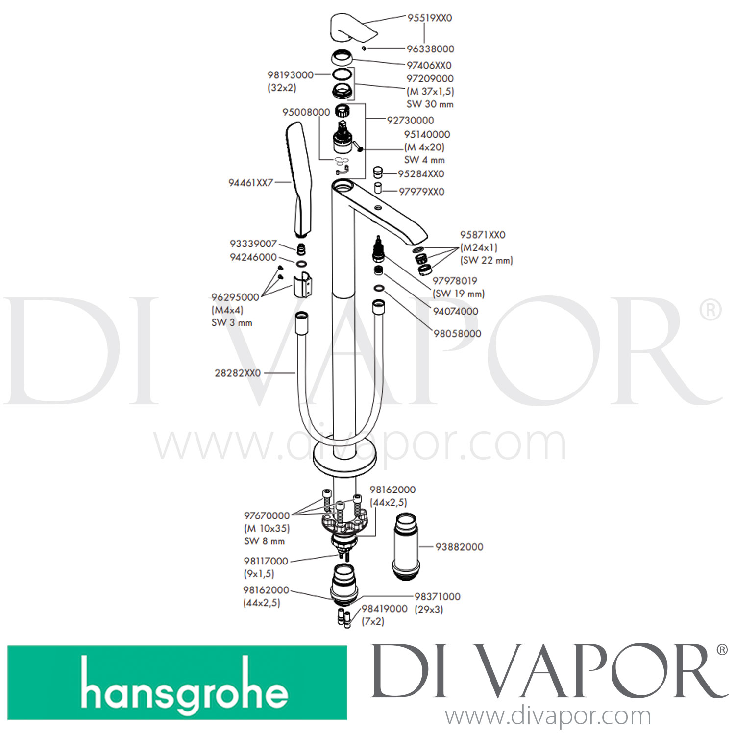 Hansgrohe 31471007 Metris Single Lever Bath Mixer Floor-Standing >04/18 ...