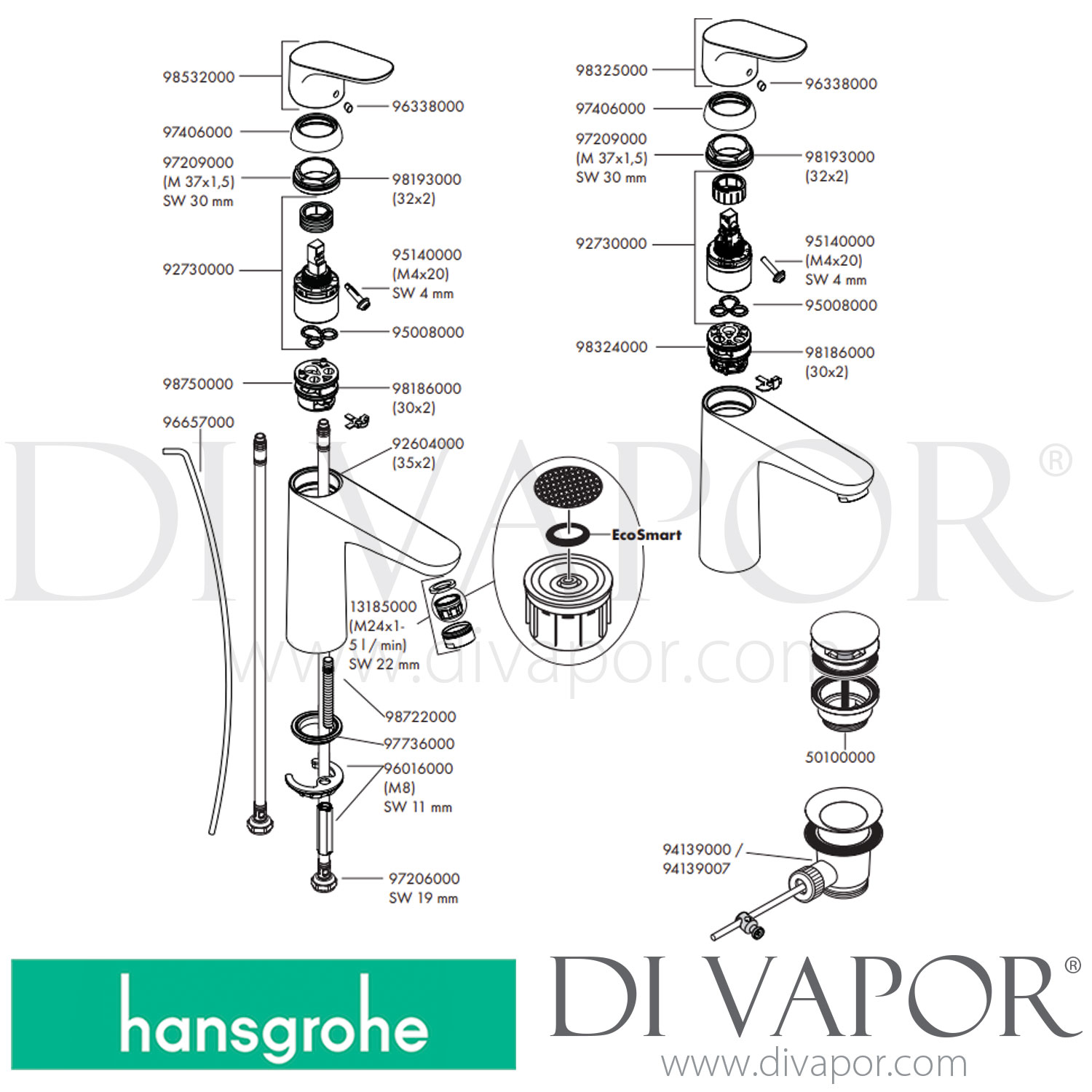 Hansgrohe 31509000 Focus Single Lever Basin Mixer 100 Coolstart without ...