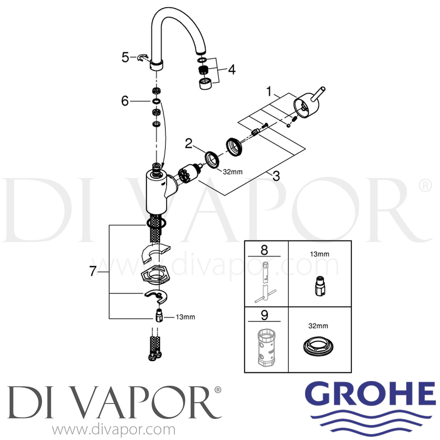 Grohe 31518000 Concetto Single-Lever Sink Mixer Spare Parts