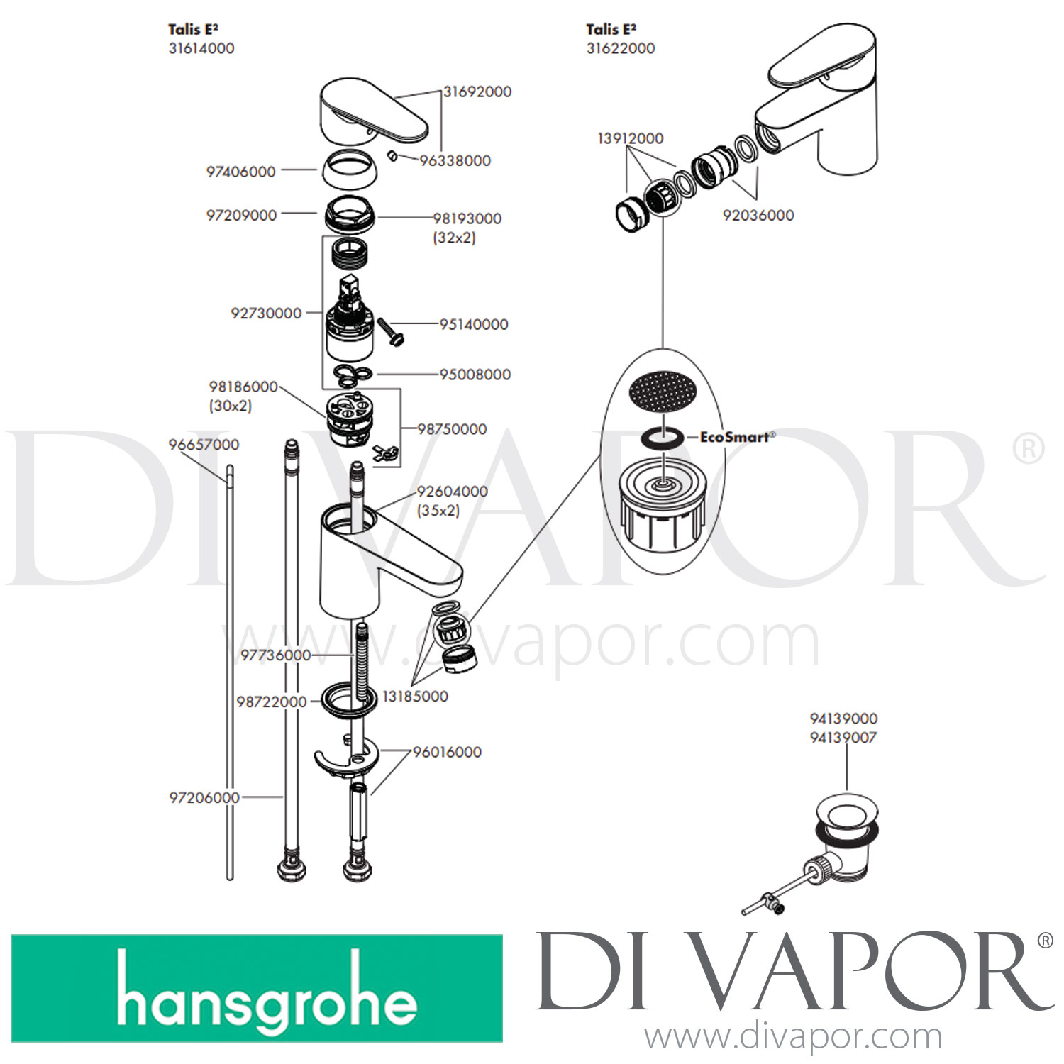 Hansgrohe 31612000 Talis E? Single Lever Basin Mixer 80 with Pop-Up ...